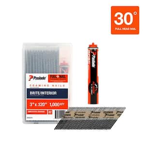 Paslode 3-1/4 in. x 0.131-Gauge Brite Smooth Shank FUEL + NAIL Combo Pack (1,000 Nails + 1 Fuel ...
