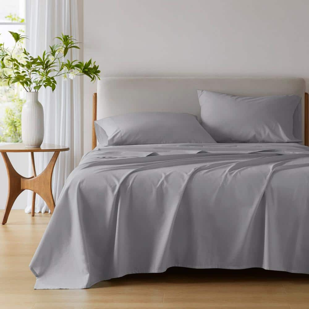 510 Design Cotton 144TC Dark Gray Twin XL Solid Sheet Set ...