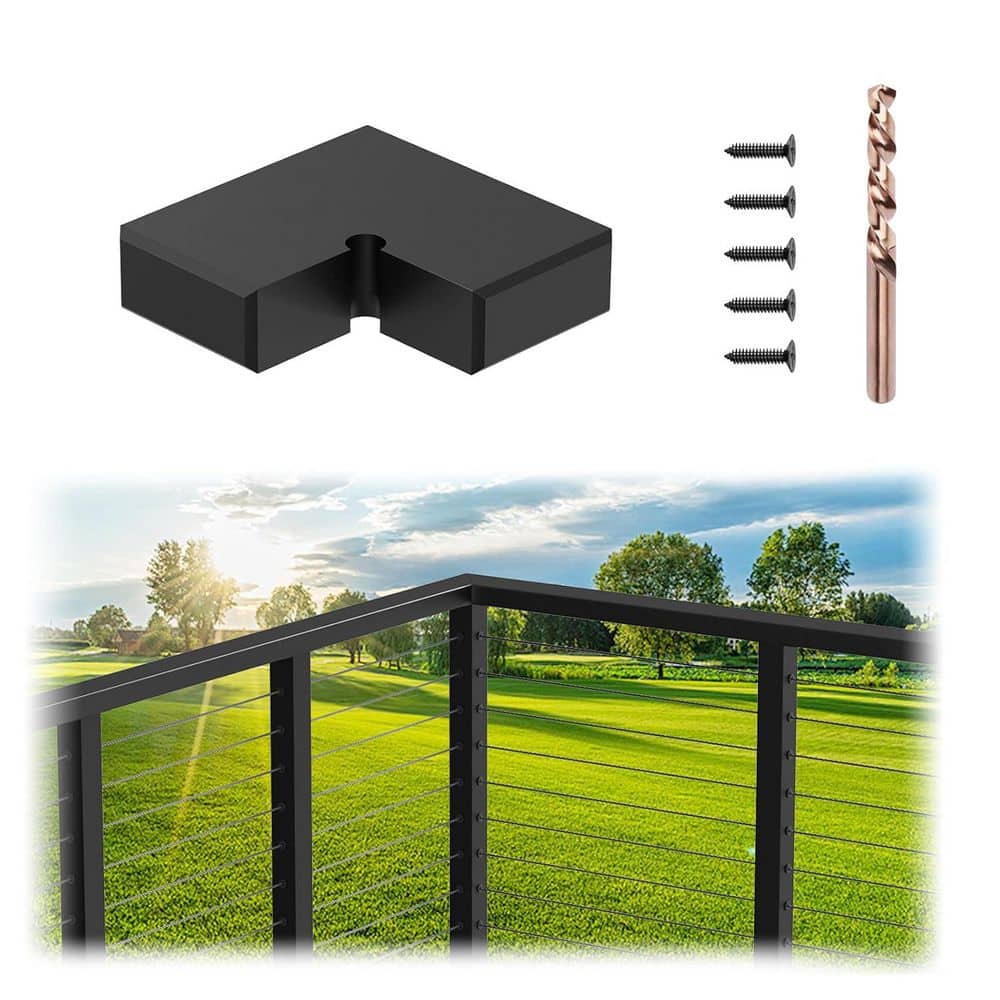 Afoxsos Flat Handrail Corner Connectors 90 Degree Black High Strength ...