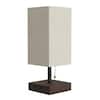 Lavish Home 14 in. Dark Brown Modern Rectangle USB LED Table Lamp with ...