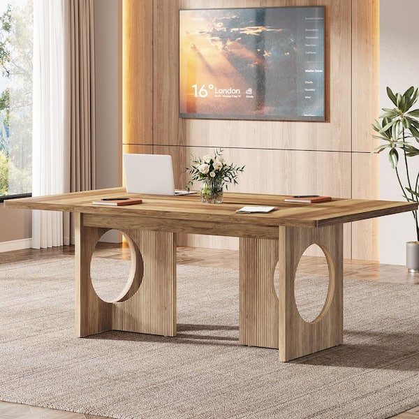 BYBLIGHT Moronia 63 in. Rectangle Brown Wood Executive Desk Conference ...