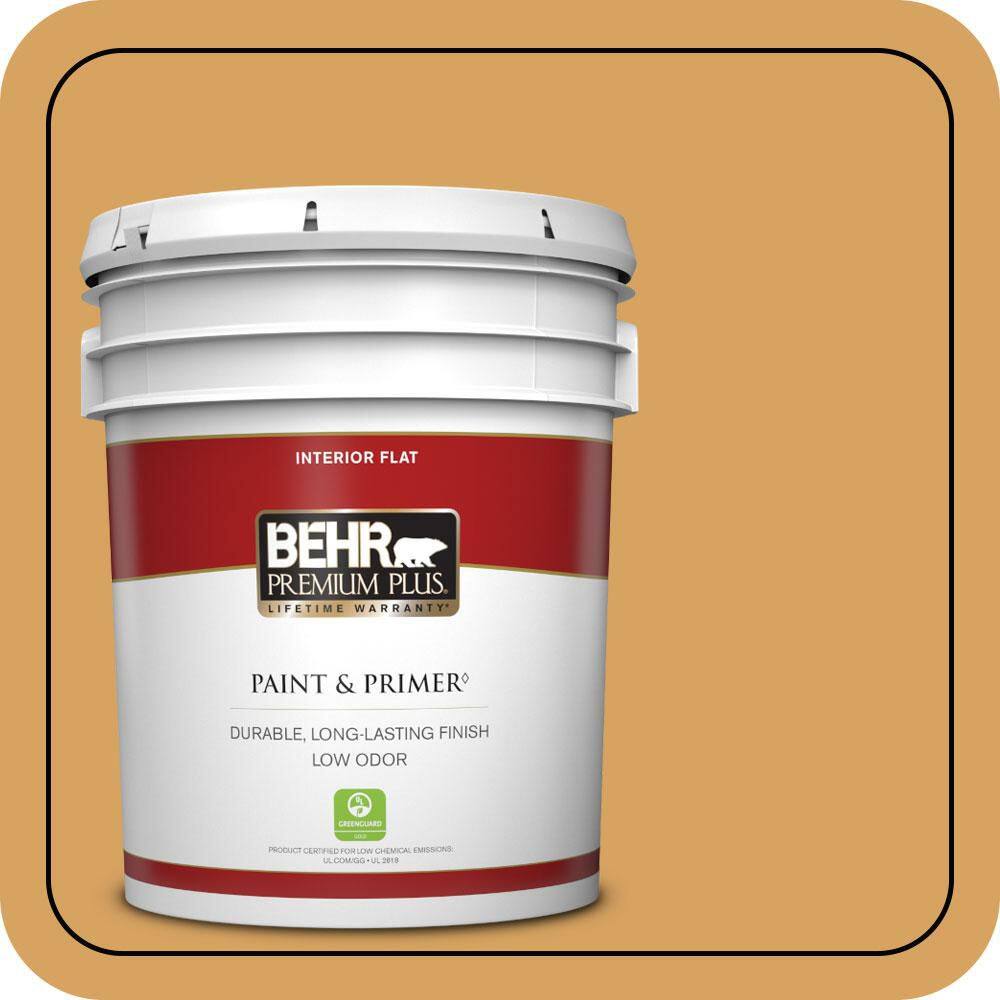 BEHR PREMIUM PLUS 5 gal. #MQ4-10 Amber Brew Flat Low Odor Interior ...