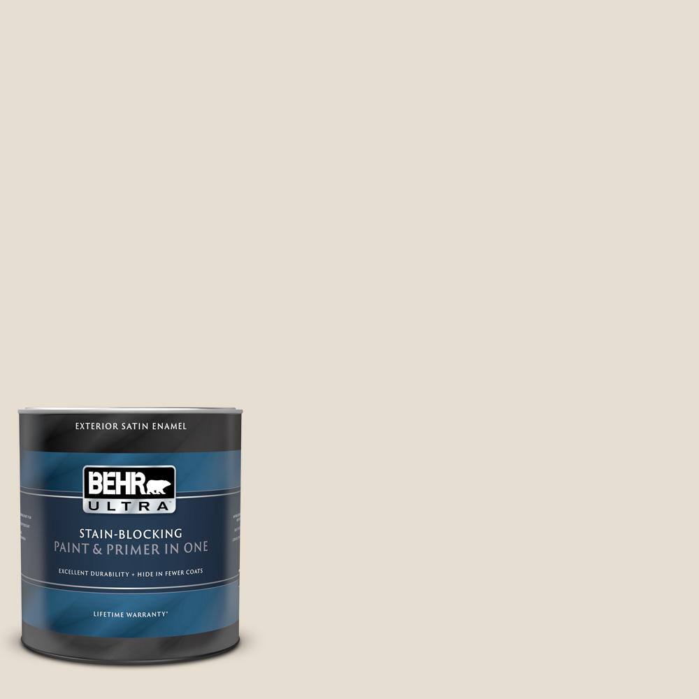 BEHR ULTRA 1 qt. #750C-2 Hazelnut Cream Satin Enamel Exterior Paint and ...