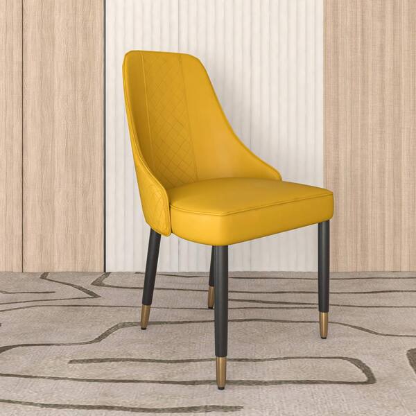 Mustard yellow leather dining chairs store
