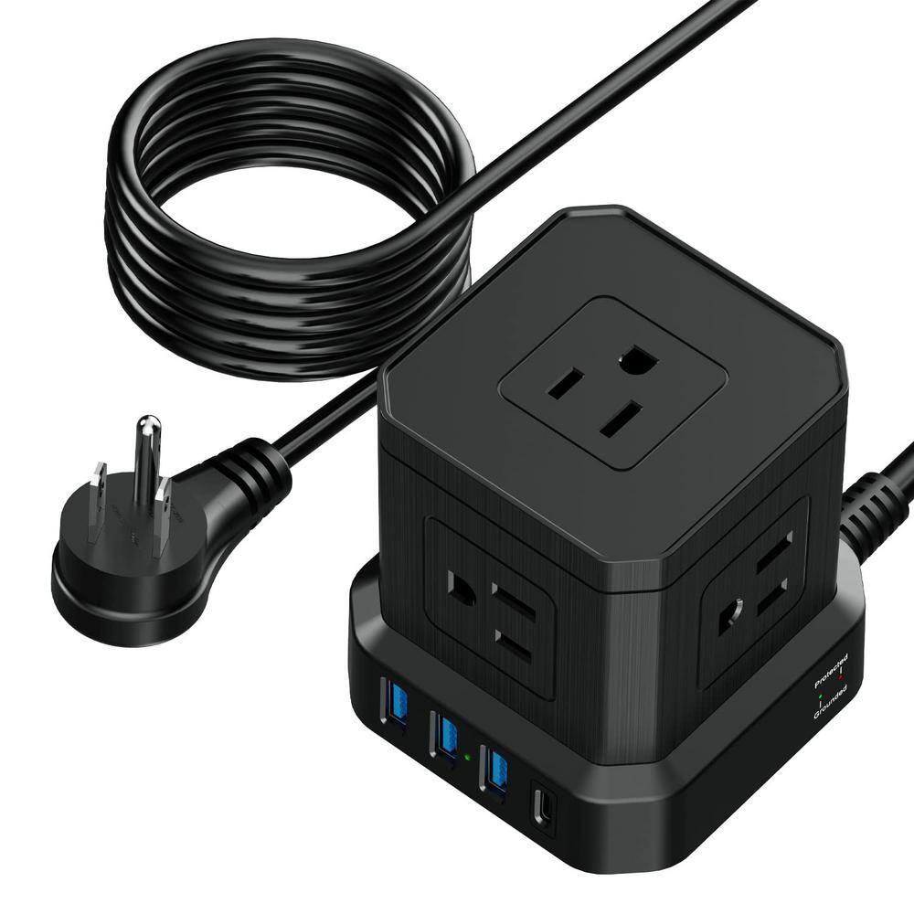 Vrbgify 10 ft. Extension Cord 5-Outlet AC 700 Joules Power Strip Surge ...