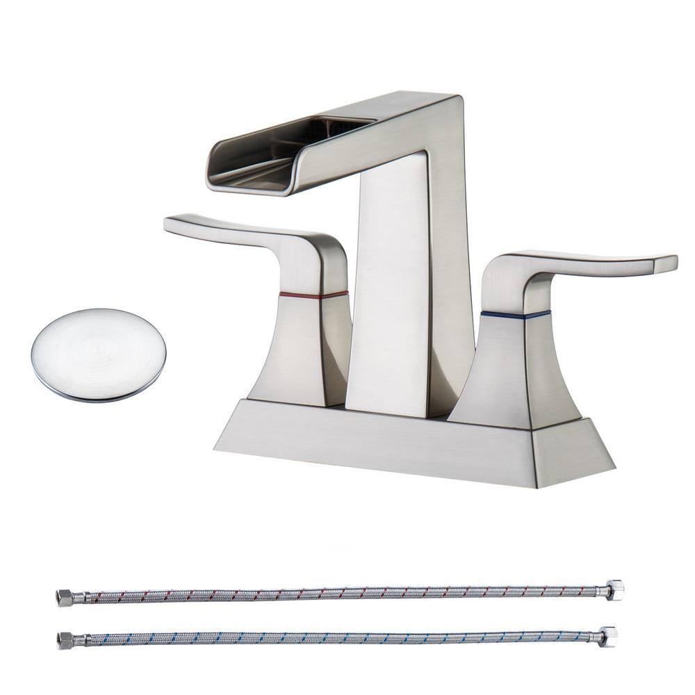 RAINLEX Waterfall Spout 4 in. Centerset 2-Handle Lavatory Bathroom ...