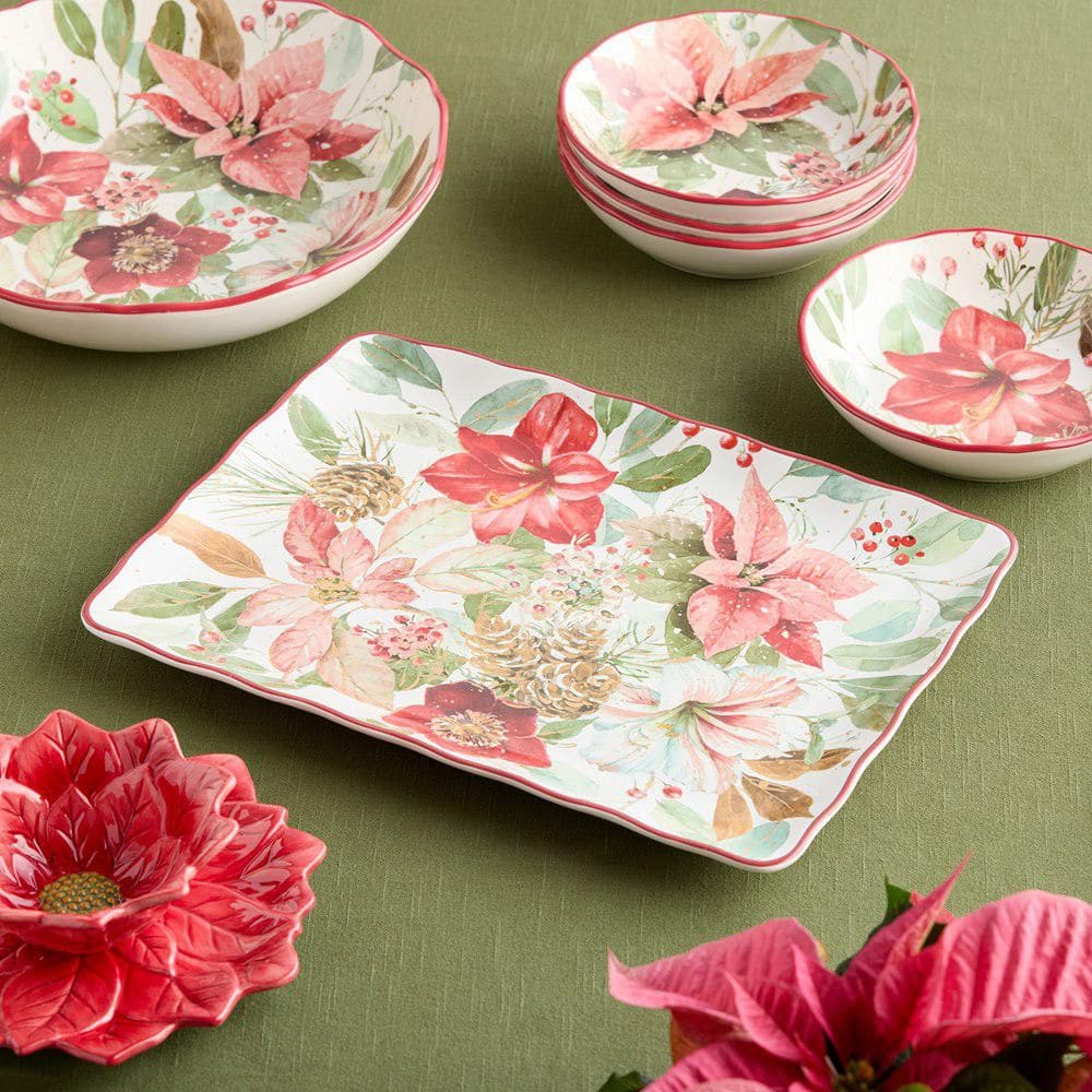 Certified International Winter Blooms 16 in. Rectangular Assorted ...