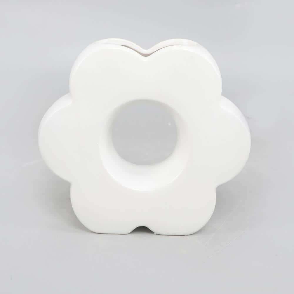 Flora Bunda 7"H Ceramic Flower Vase, Ivory CT4576E-IVORY - The Home Depot