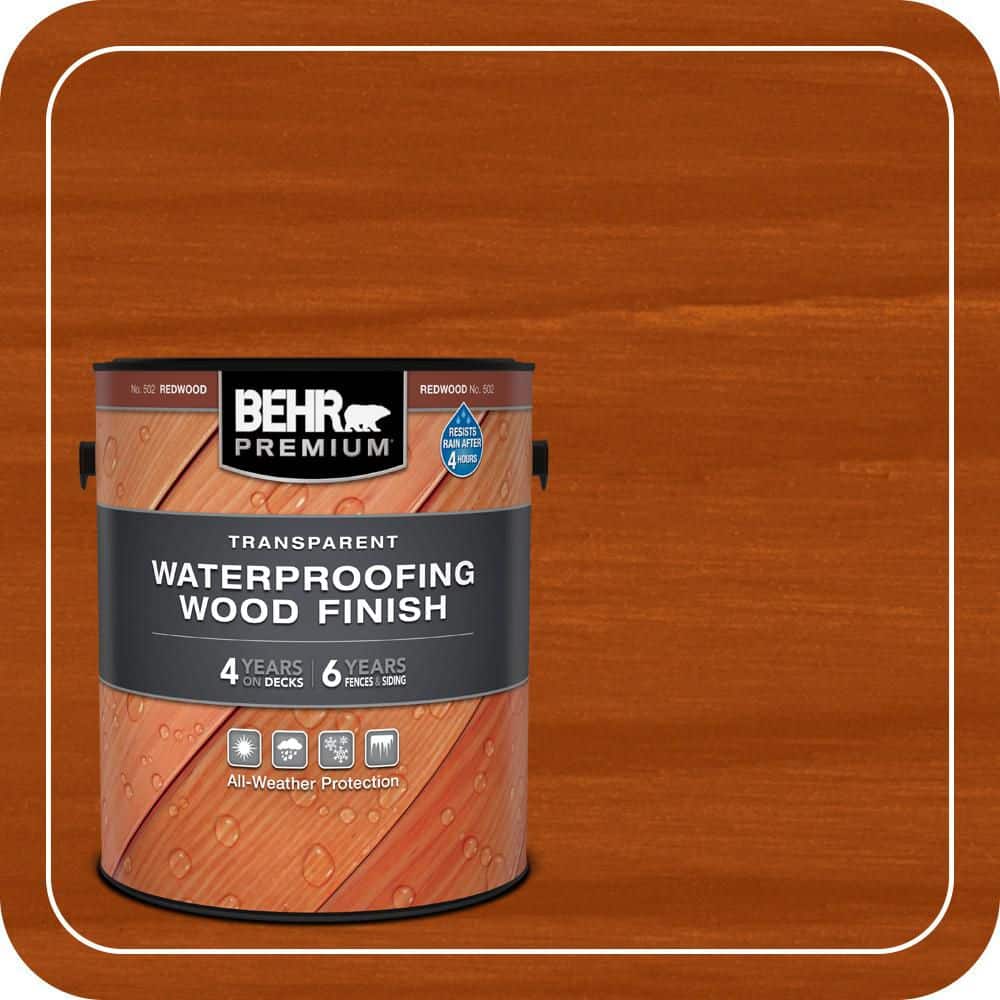 BEHR PREMIUM 1 Gal. #T-330 Redwood Transparent Waterproofing Exterior ...