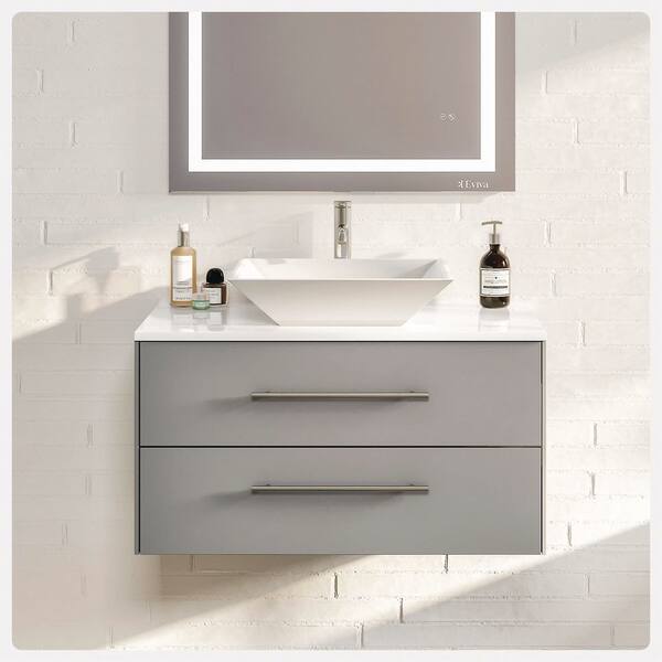 Eviva Totti Wave 30 in. W x 21 in. D x 22 in. H Bathroom Vanity in Gray ...