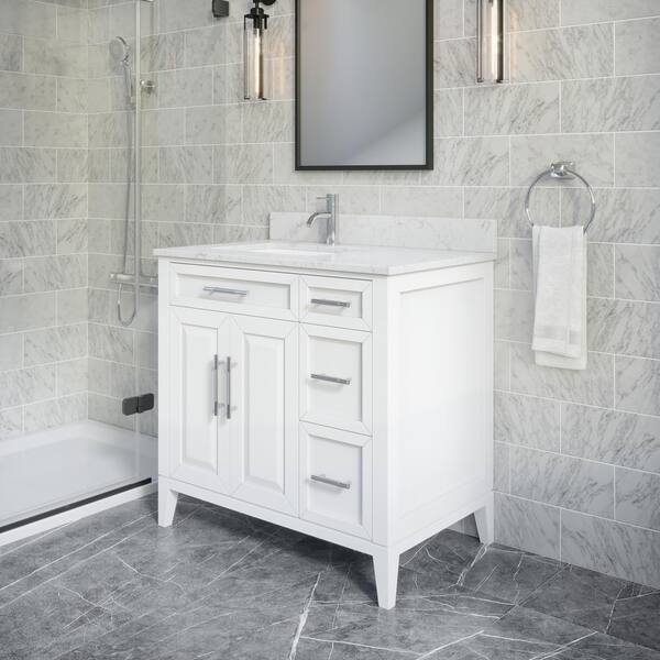 ART BATHE Jasper 36 in. W x 22 in. D Bath Vanity in White with ...