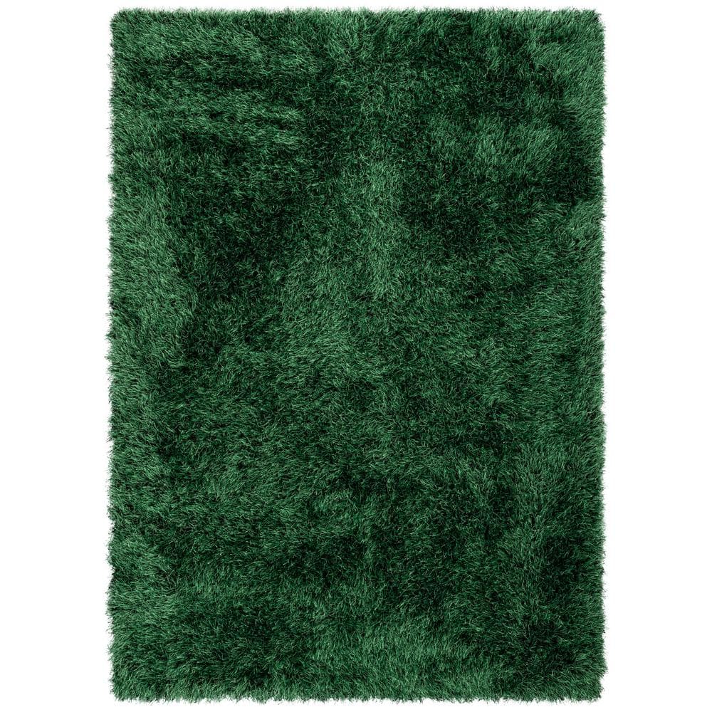 Well Woven Kuki Chie Glam Solid Textured Ultra-Soft Green 5 ft. 3 in. x ...