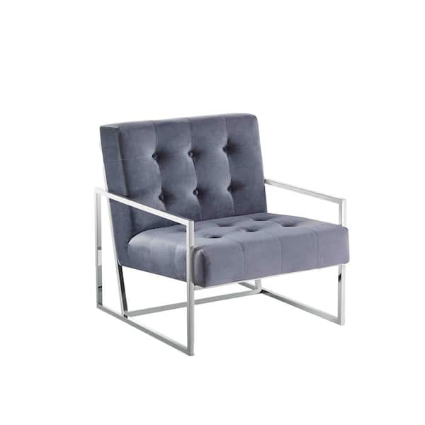 Best Master Furniture Bradley Grey Velvet With Stainless Steel Accent ...