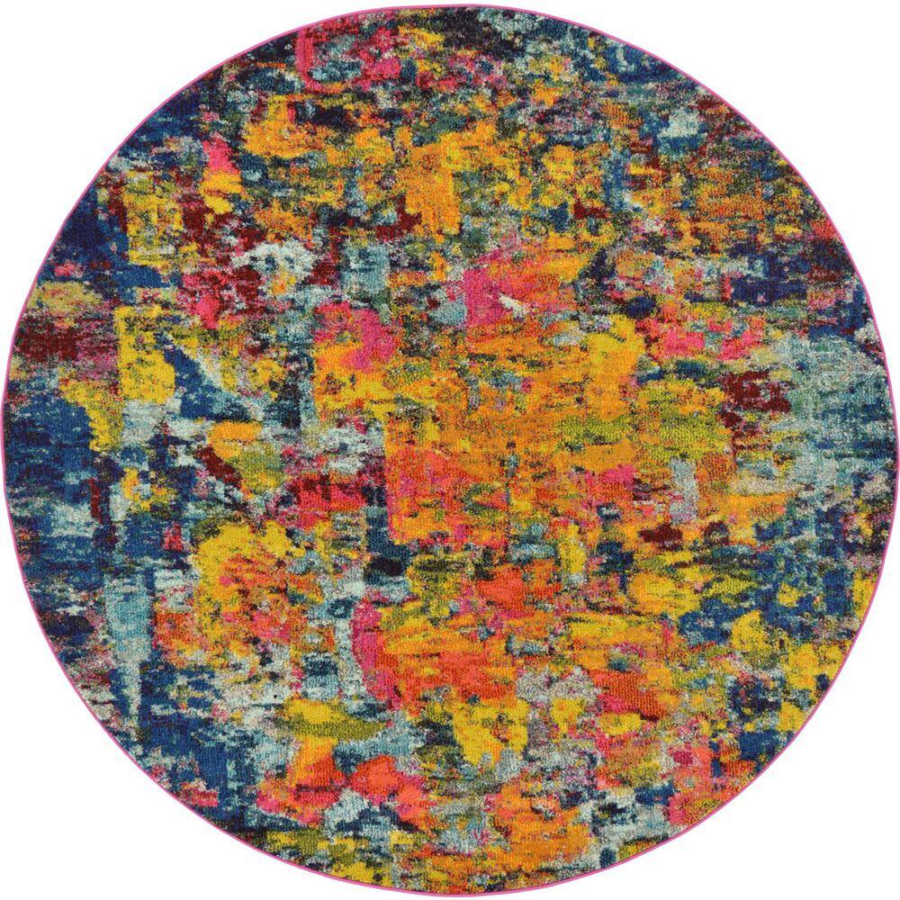 Unique Loom Estrella Guell Multi 6' 0 x 6' 0 Round Rug 3125634 - The ...