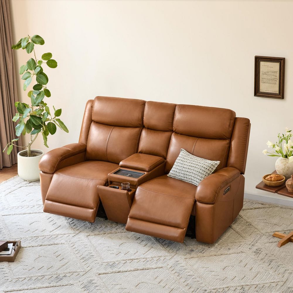 Spruce & Spring Axel 75.59 Dual Motors Wall Hugger Genuine Leather 2 ...