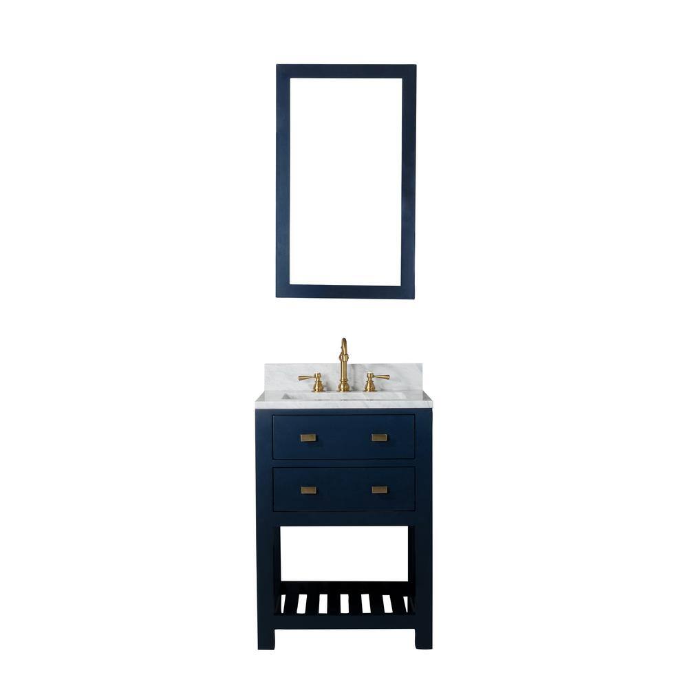 Water Creation Madalyn 24 in. W Bath Vanity in Monarch Blue with Marble ...