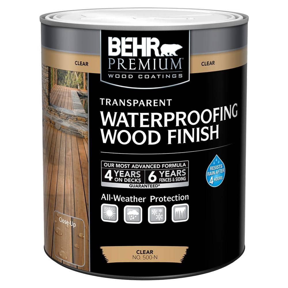 BEHR PREMIUM 1 qt. Natural Clear Transparent Waterproofing Exterior ...
