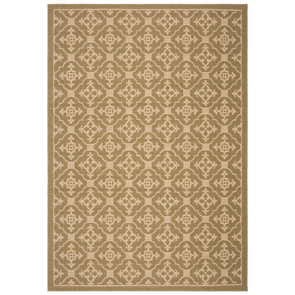 SAFAVIEH Courtyard Green/Cream 5 ft. x 8 ft. Border Indoor/Outdoor ...