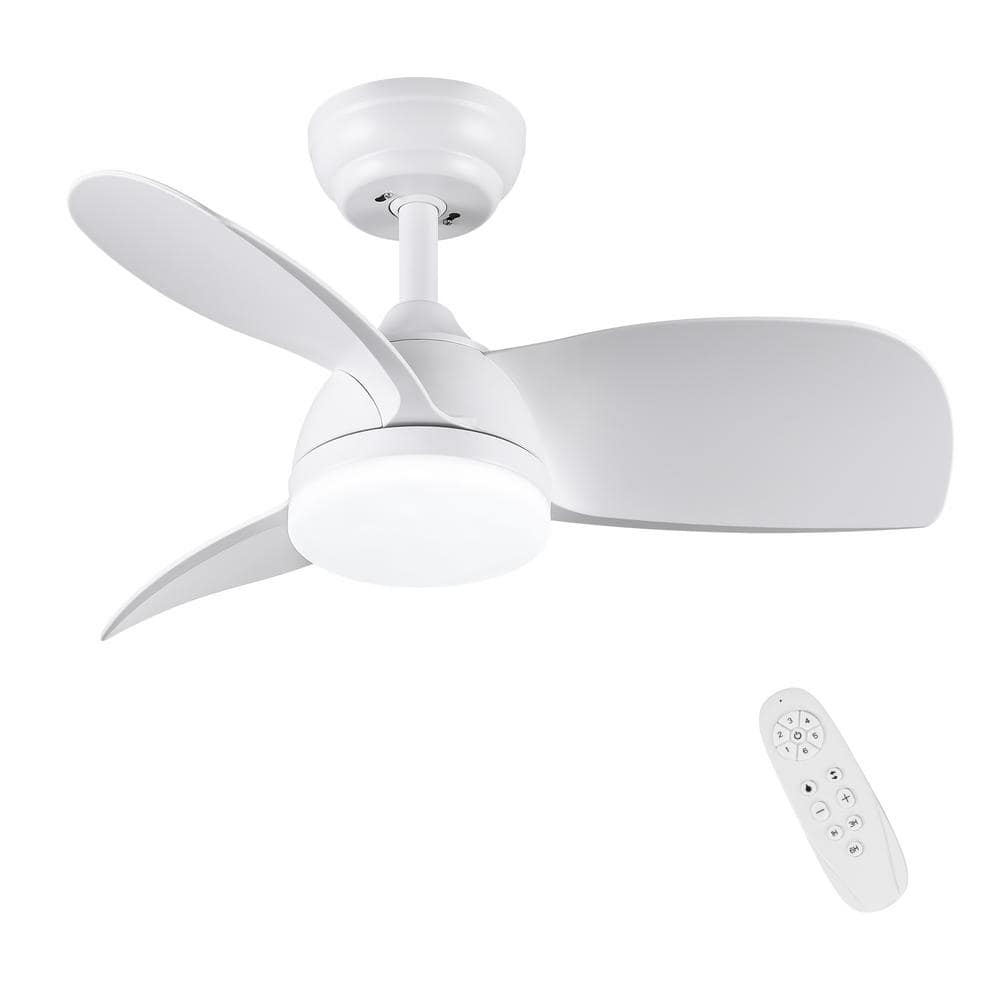 Staykiwi 28 in. Indoor White Integrated LED Ceiling Fan with 3 ABS ...
