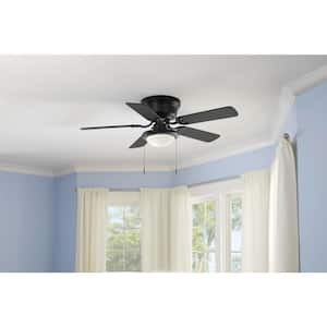 Hampton Bay Hugger 44 in. LED Indoor Brushed Nickel Ceiling Fan with ...
