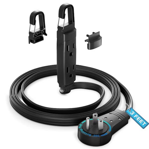 MAXIMM 2 ft. 16/2 Light Duty Indoor Extension Cord 360° Rotating Flat ...