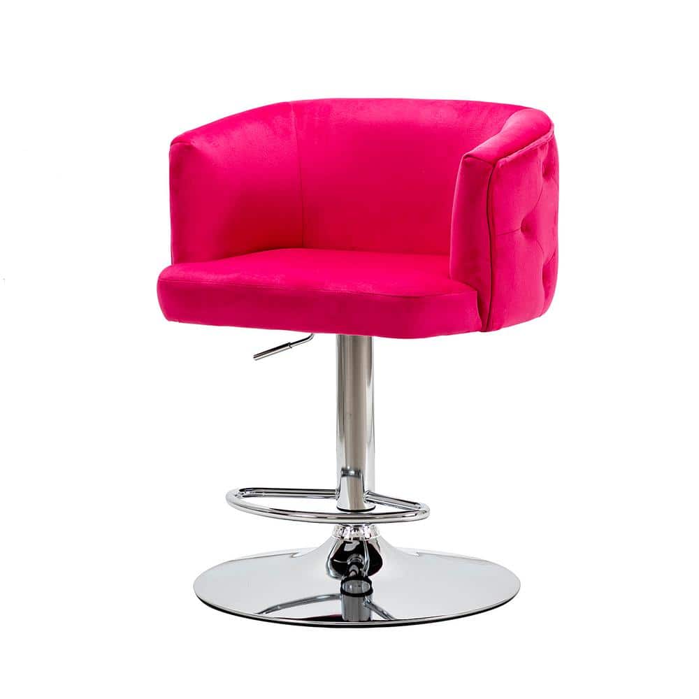 JAYDEN CREATION Magali 35.5 in. Fuchsia Bar Stool with Metal Swivel ...