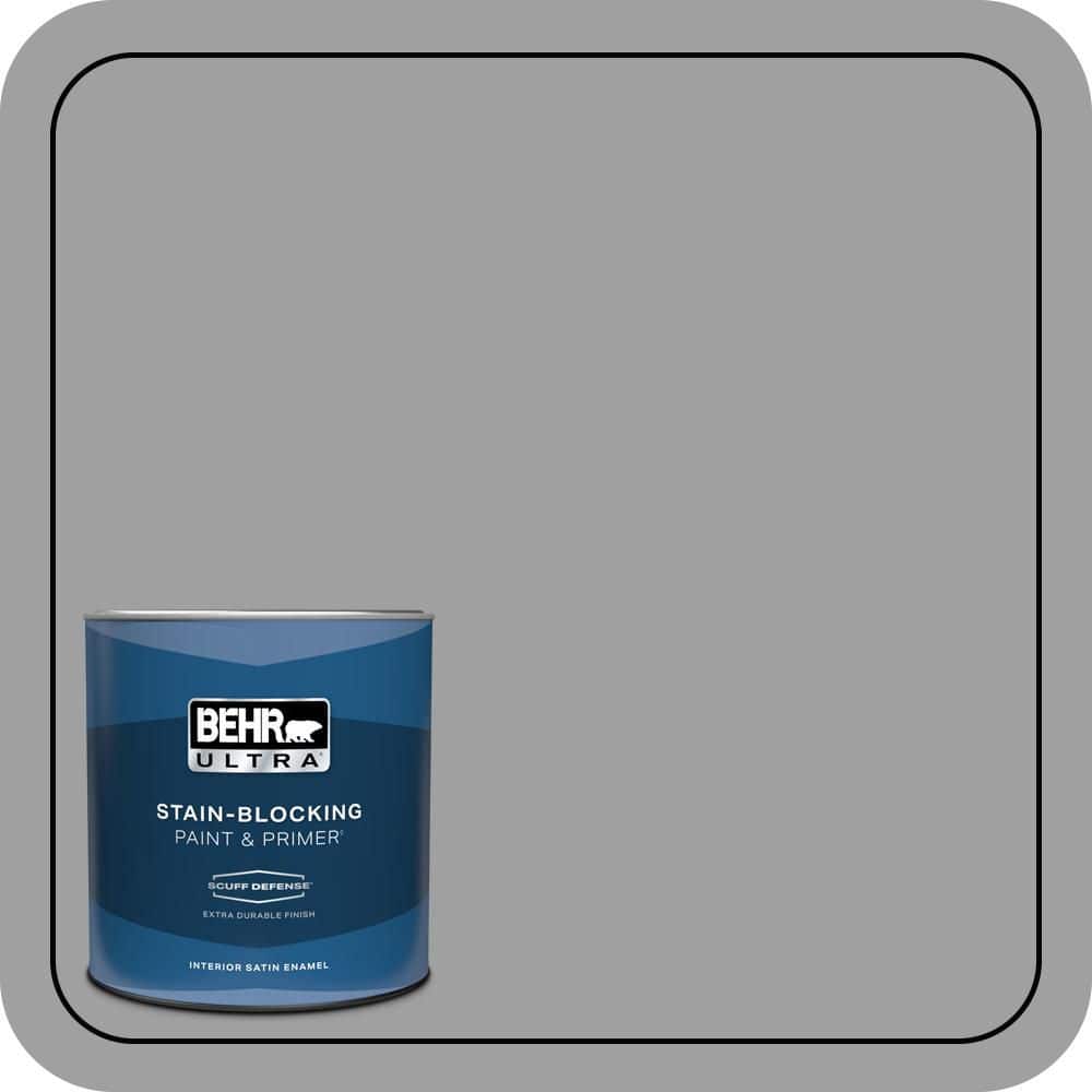 BEHR ULTRA 1 qt. #PPU26-06 Elemental Gray Extra Durable Satin Enamel ...