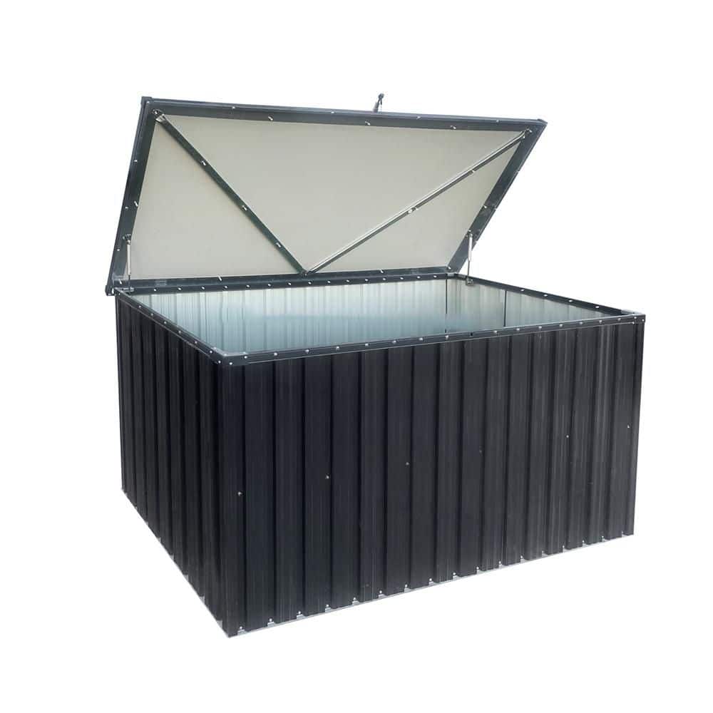 Outdoor Storage Box, 215 Gal. Lockable Metal Deck Box with Waterproof ...