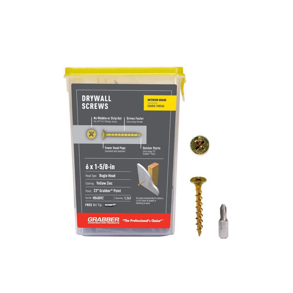 Grabber #6 x 1-5/8 in. Bugle Head Philips Gold Screw (5 lb. per Box ...