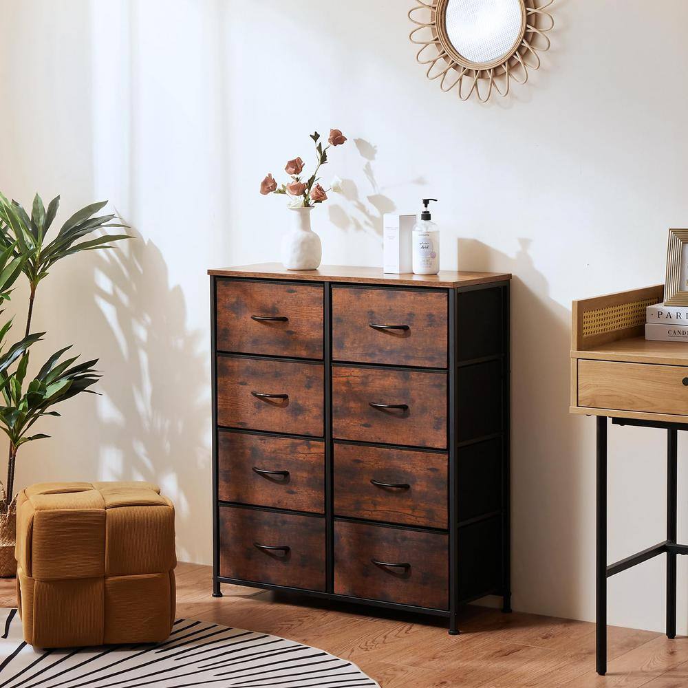 WONDER COMFORT Stylish Rust Brown 8 Drawer 11.8 in. Wide Chest of ...