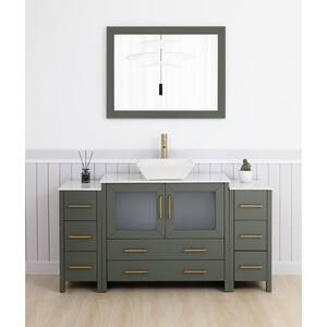 Vanity Art 42 in. W Single Basin Vintage Green Bath Vanity with White ...