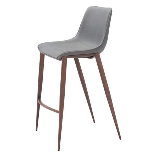 HomeRoots 43.30 in. H Gray Bar Height Metal Bar Stool with Faux Leather ...