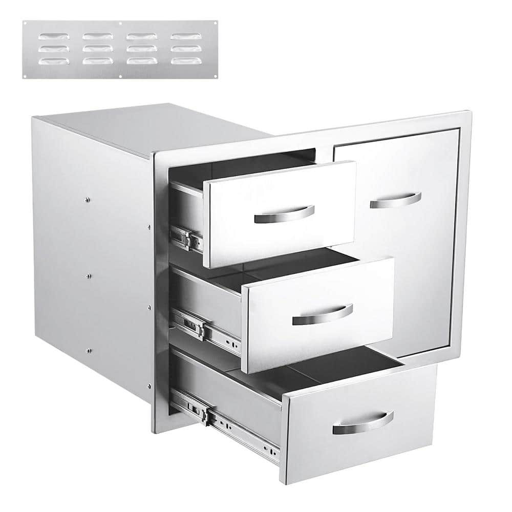 Garvee 28 in. W x 20 in. D x 20 in. H Stainless Steel 3 Drawer Access ...