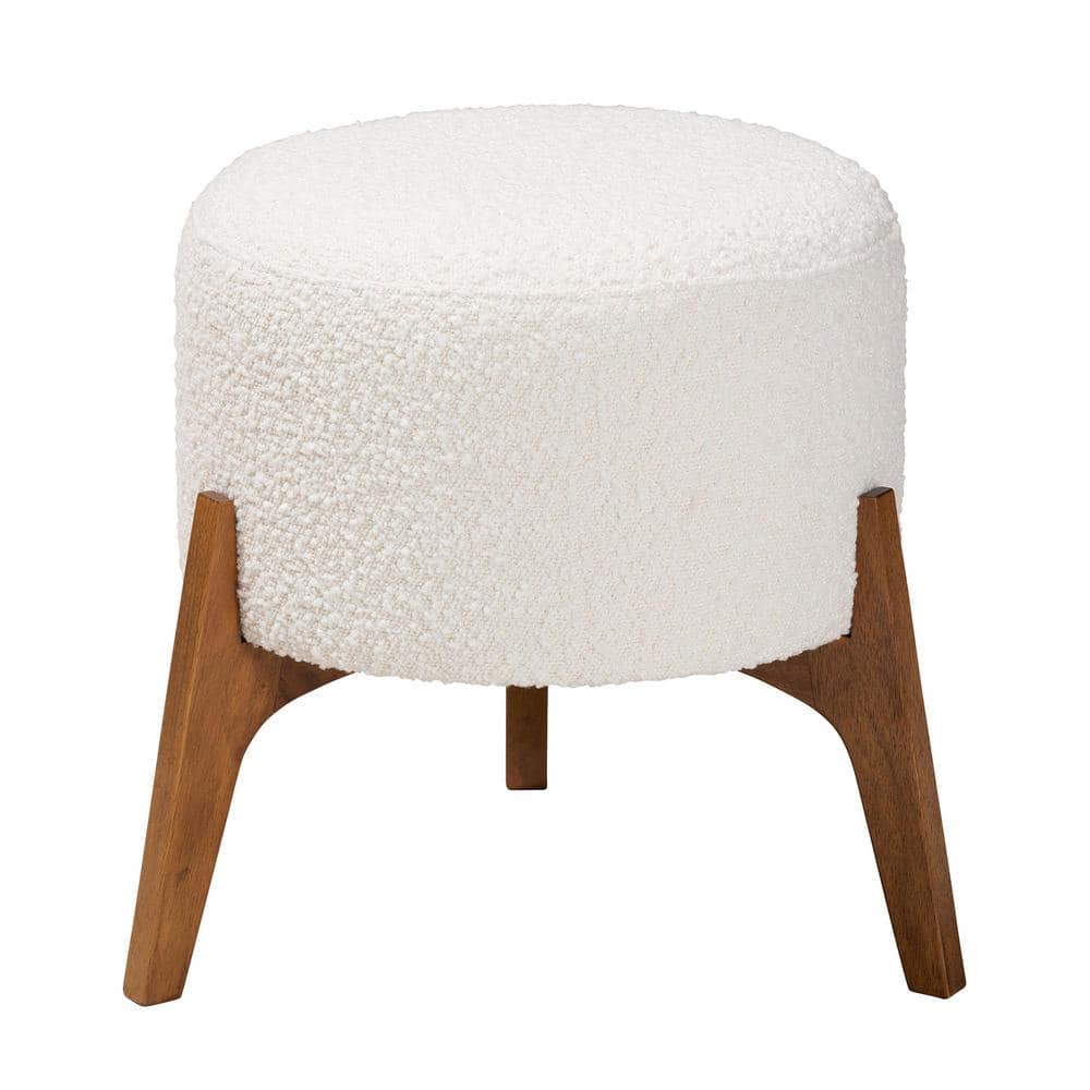 Baxton Studio Elkie Cream and Walnut Brown Fabric Ottoman Footstool 233 ...