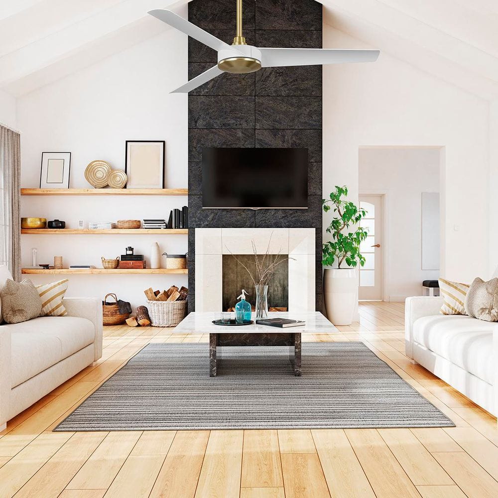 Hampton Bay Titan 52 in. Indoor/Outdoor Covered Matte White with Brass ...