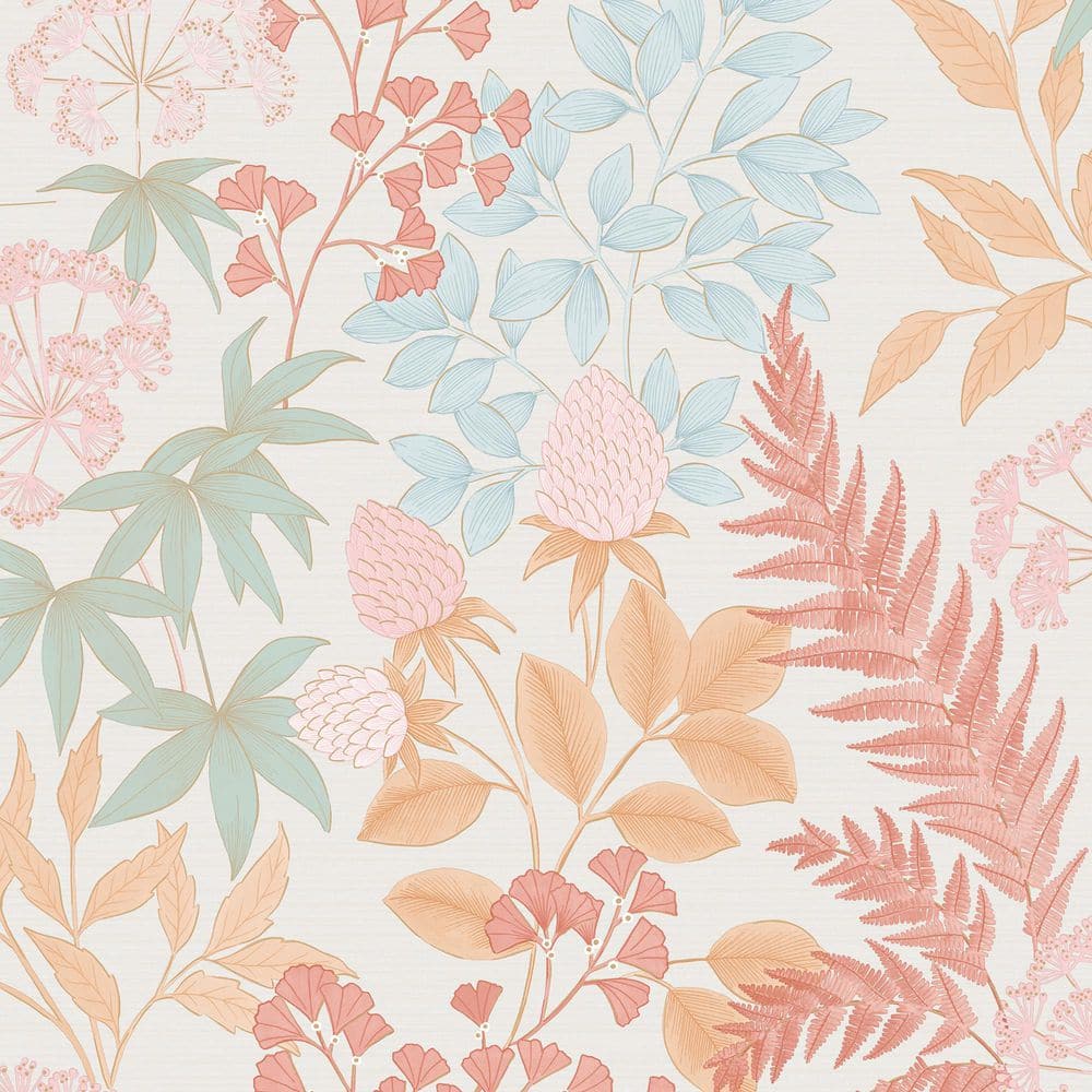 Veer Decor Gilded Bloom Red on White Ground Wallpaper Sample 8195-AE4-S ...