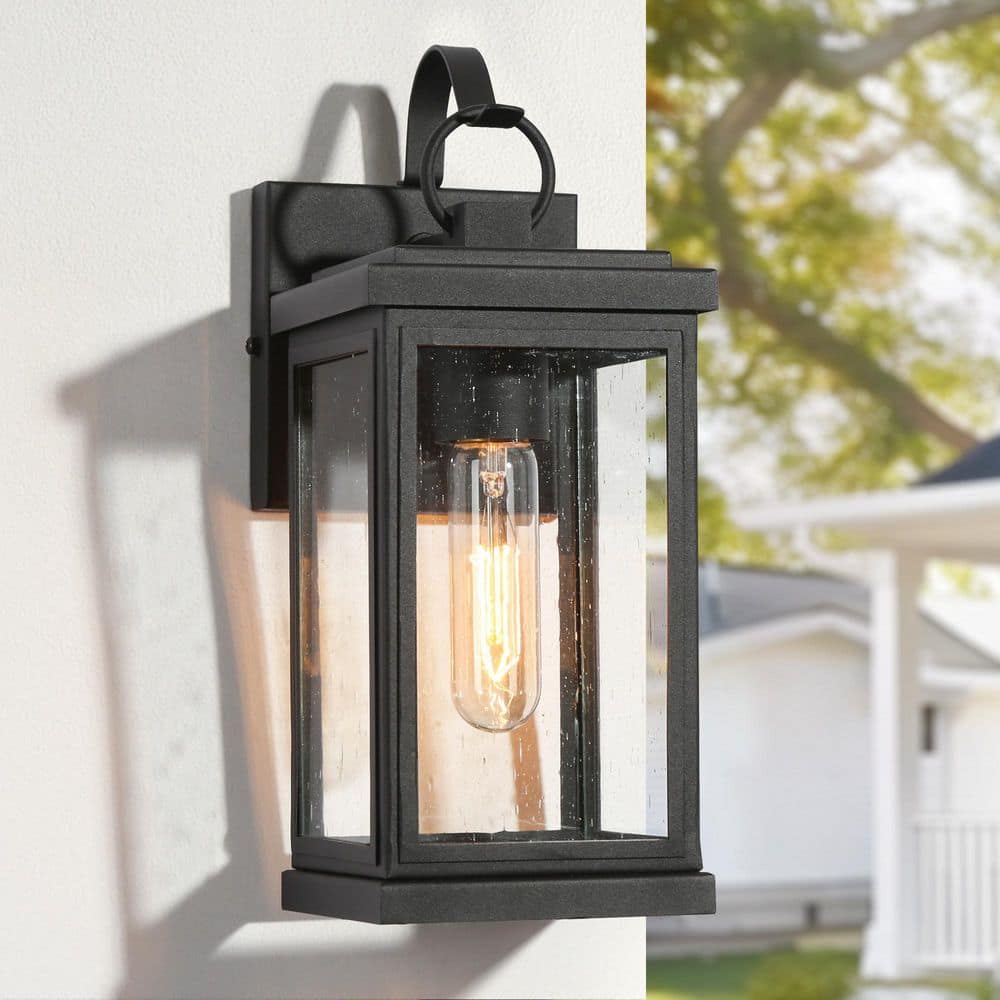 LNC Modern Matte Black 1-Light Outdoor Wall Light Classic Porch Sconce ...