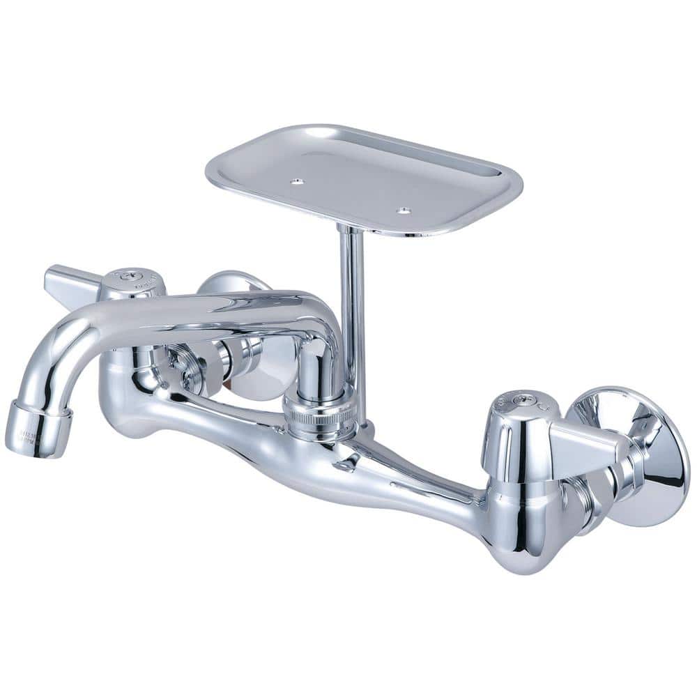Central Brass Double-Handle Wall Mount Standard Kitchen Faucet in ...