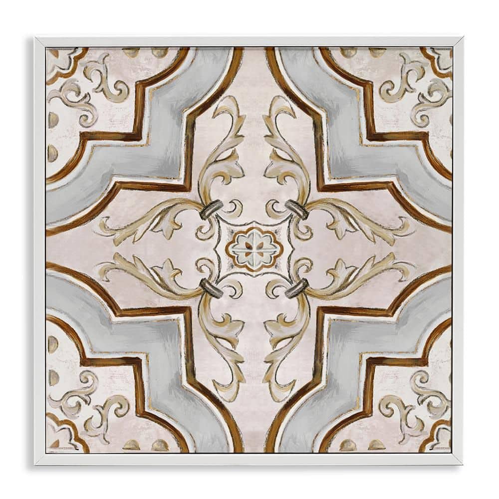 Stupell Industries Classic Symmetrical Tile by Eli Jones White Framed ...