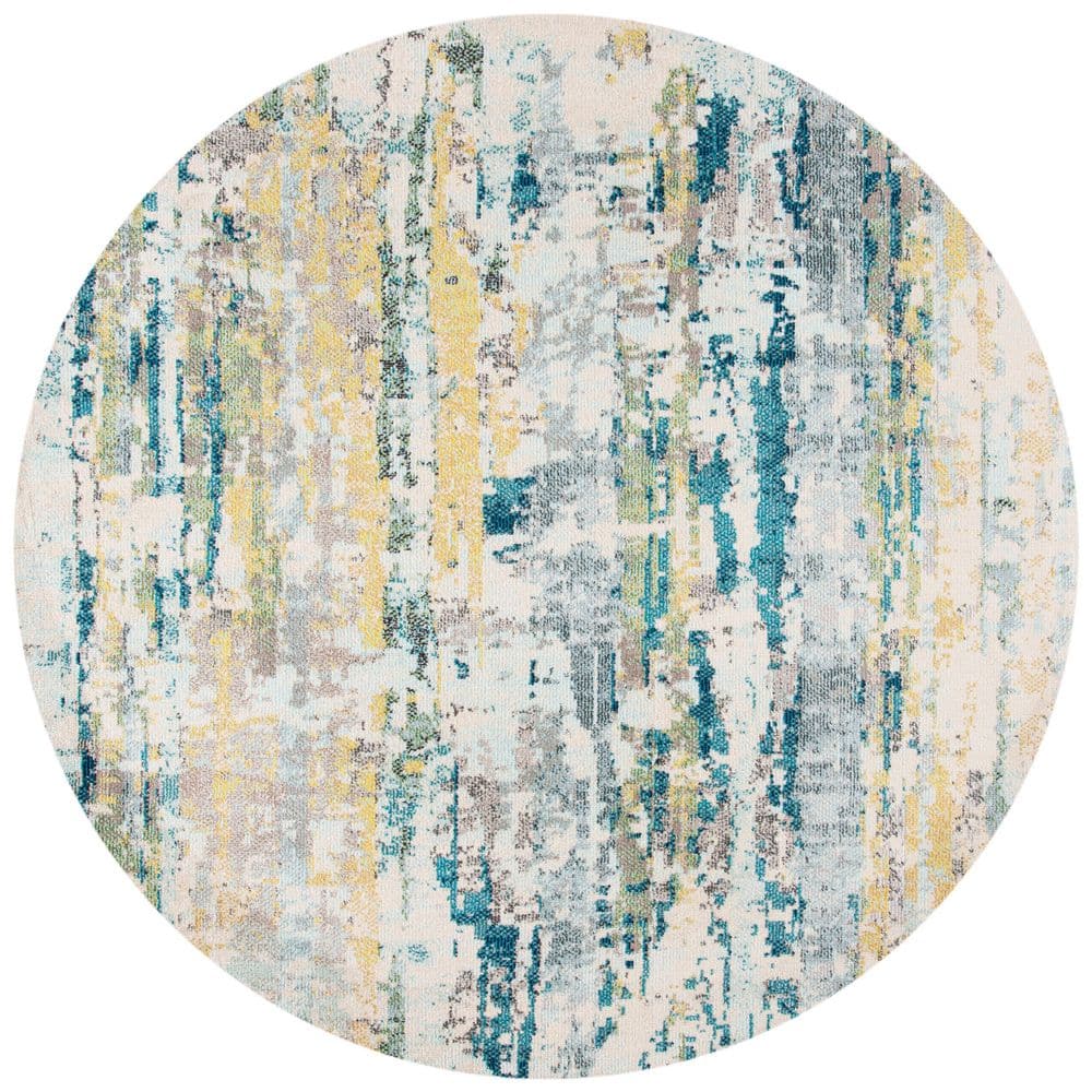 SAFAVIEH Madison Beige/Olive 7 ft. x 7 ft. Abstract Gradient Round Area ...