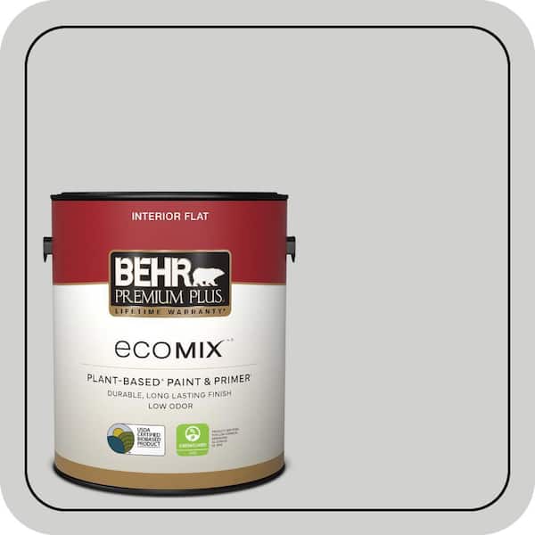 BEHR PREMIUM PLUS 1 gal. #N520-1 White Metal Flat EcoMix Plant-Based ...