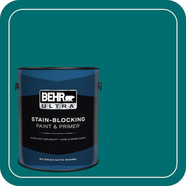 BEHR ULTRA 1 gal. #P460-7 Caribbean Current Satin Enamel Exterior Paint ...