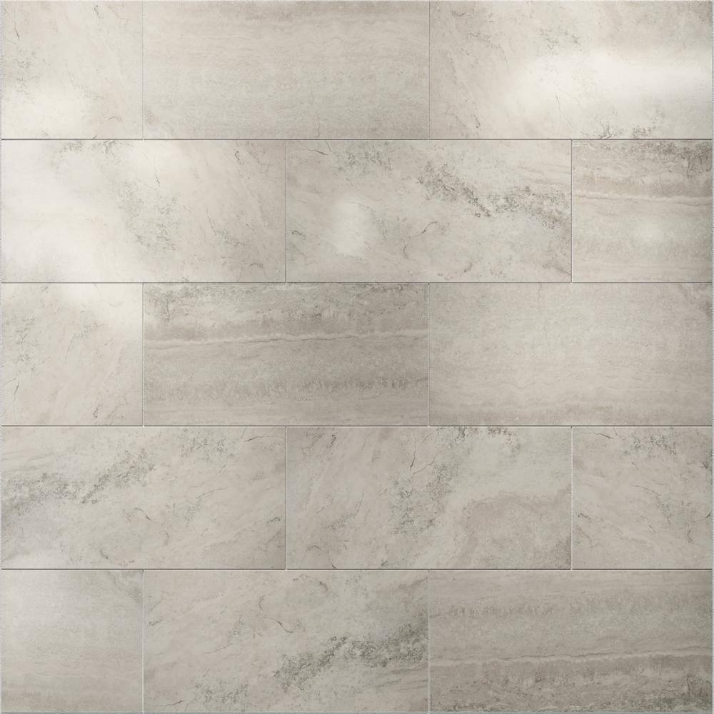 TILE CONNECTION Tufo 12 in. x 24 in. Taupe Polished Porcelain Wall and ...