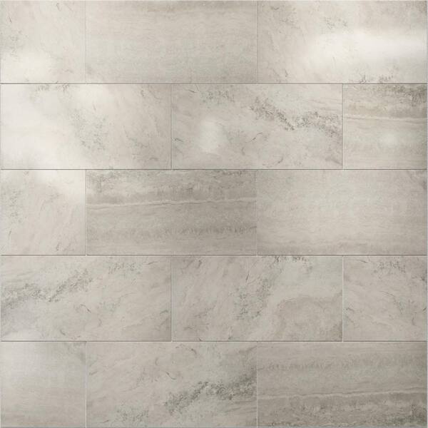 TILE CONNECTION Tufo 12 in. x 24 in. Taupe Polished Porcelain Wall and ...