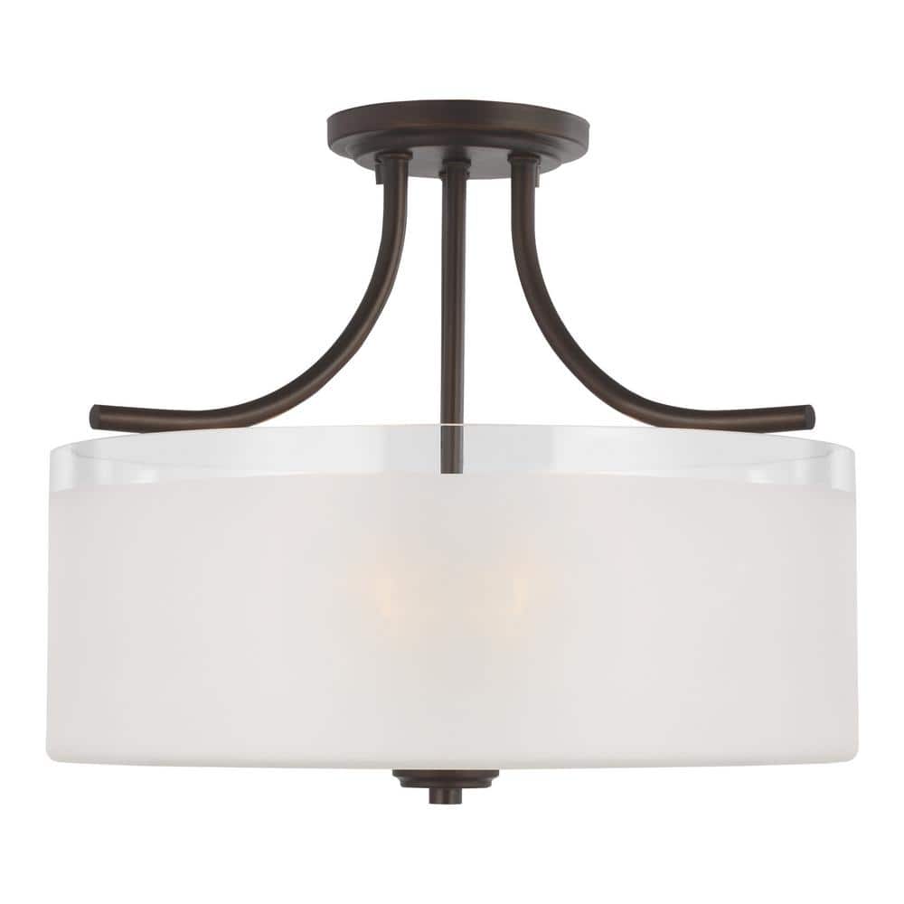 Generation Lighting Norwood 15.25 in. 3-Light Burnt Sienna Semi-Flush ...