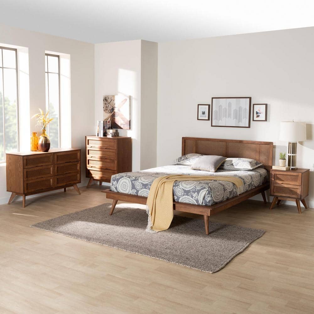 Baxton Studio Nura 4-Piece Walnut Brown Wood King Bedroom Set 2419823 ...