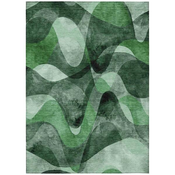 HomeRoots Fern Green 3 ft. x 4 ft. Woven Abstract Polyester Rectangle ...