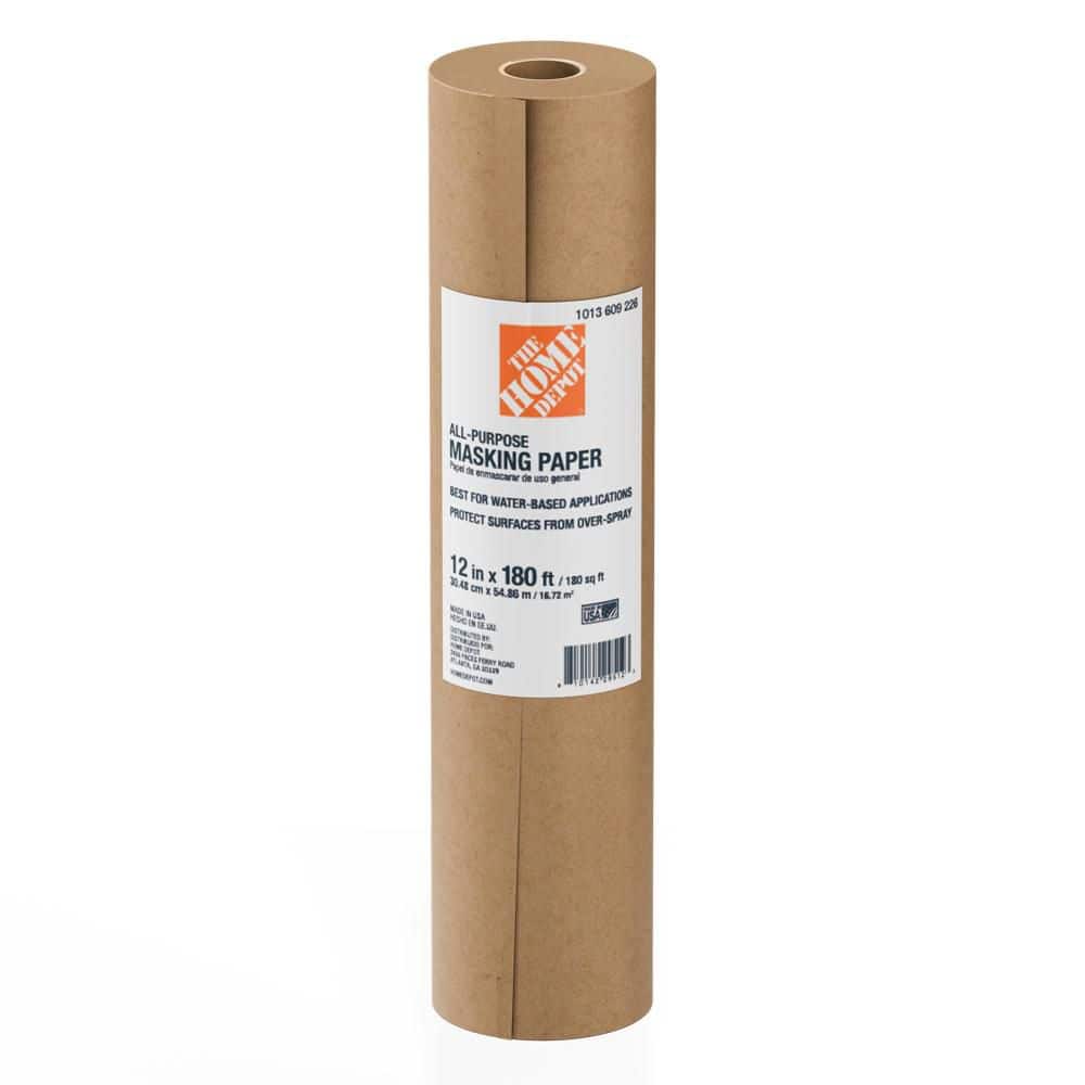 The Home Depot 1 ft. x 180 ft. Brown All-Purpose Masking Paper Drop ...