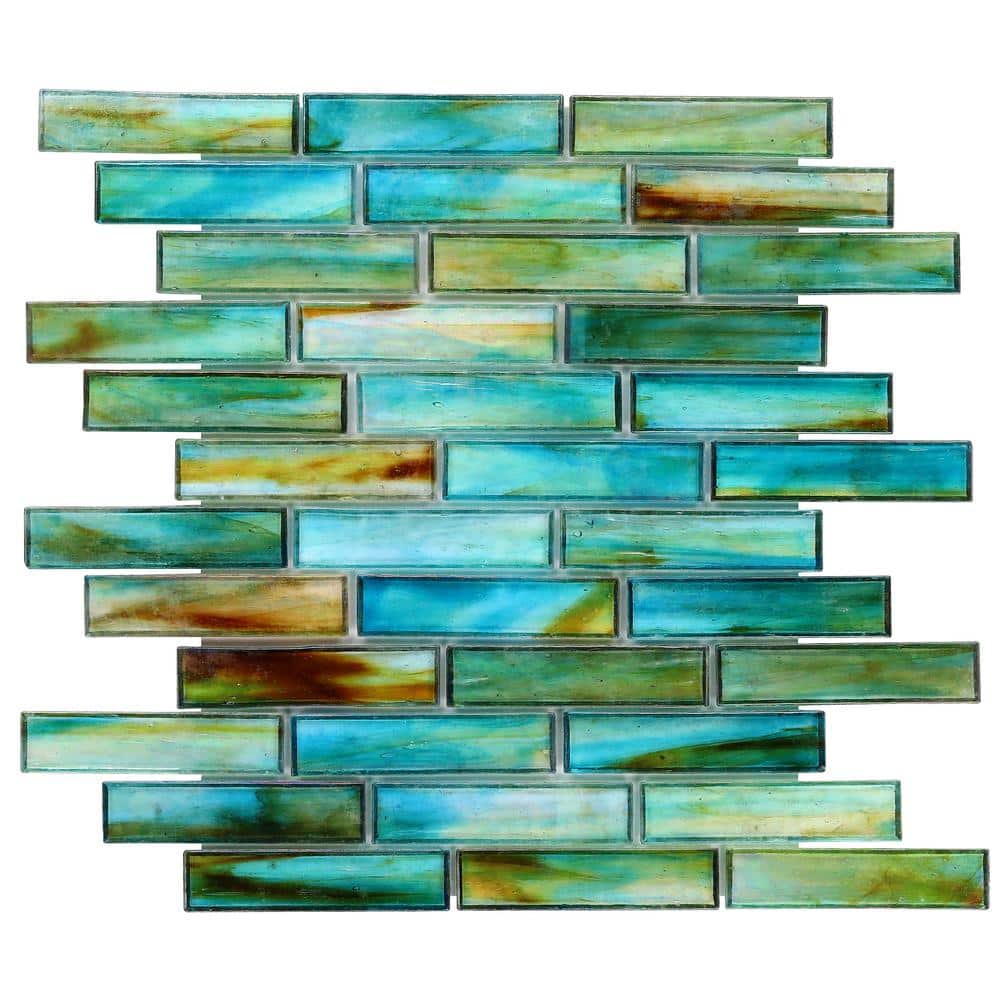 Ivy Hill Tile Waterscape Lagoon Green 4 in. x 0.24 in. Polished Glass ...