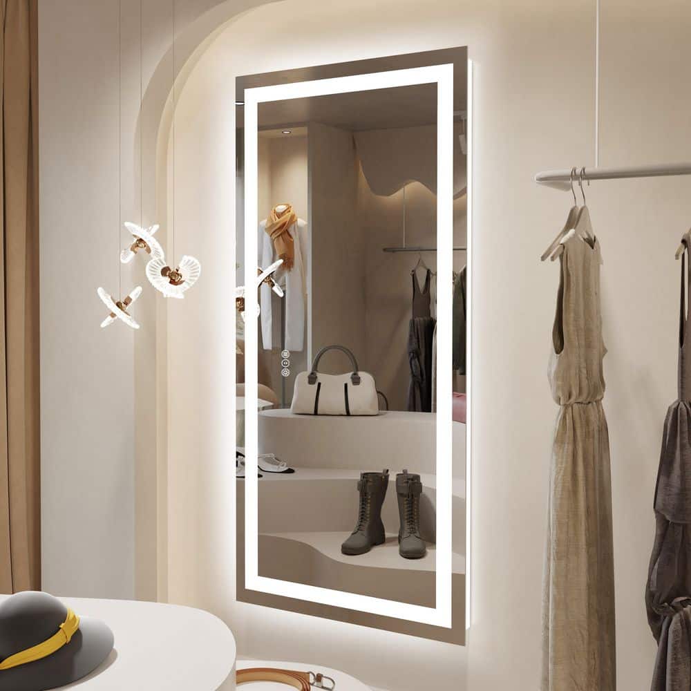 Rizitoc 60 in. W x 28 in. H Rectangular Frameless LED Anti-Fog Wall ...